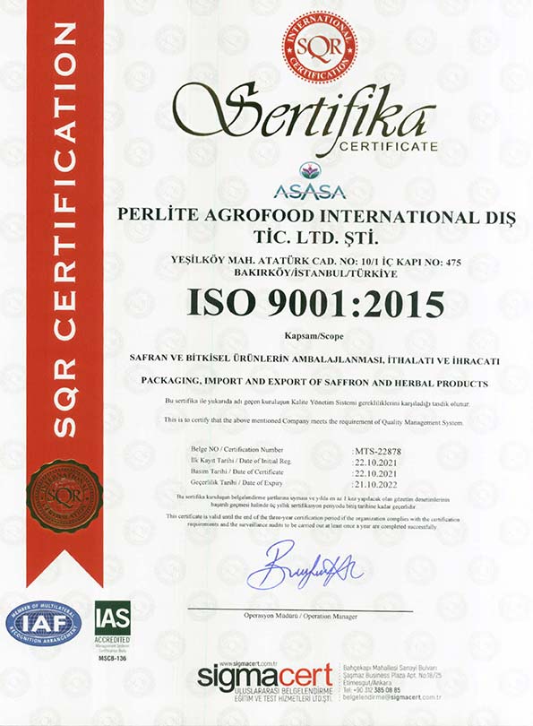 ISO Certificates – Perlite Agrofood International